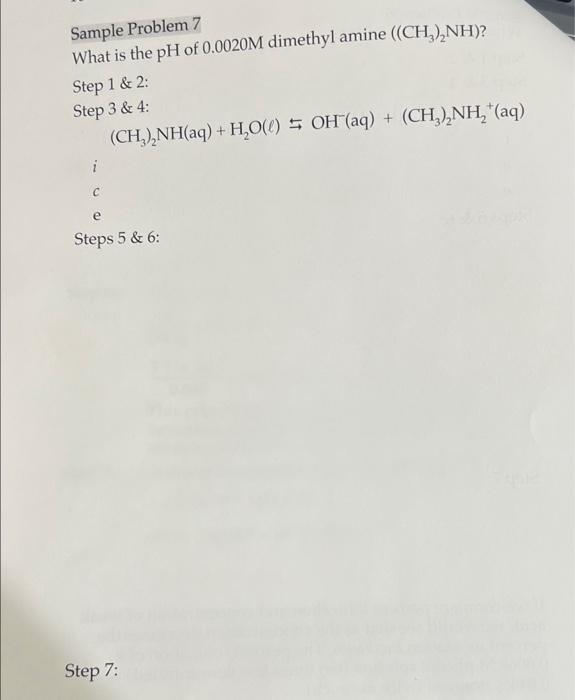 Solved Sample Problem 7 What is the pH of 0.0020M dimethyl | Chegg.com