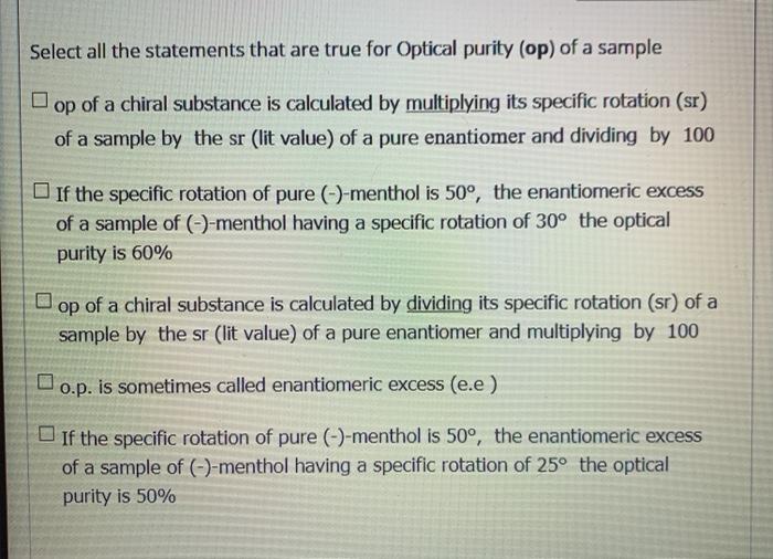 Solved Select all the statements that are true for Optical | Chegg.com