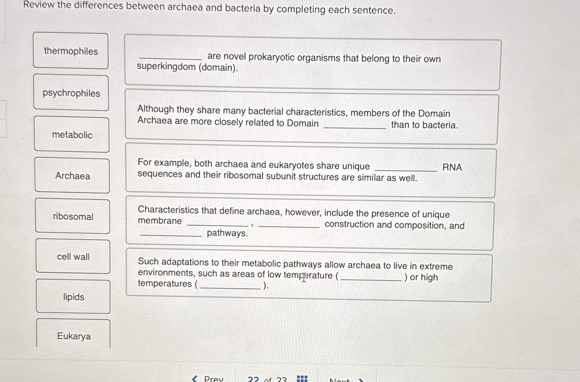 Review the differences between archaea and bacteria | Chegg.com