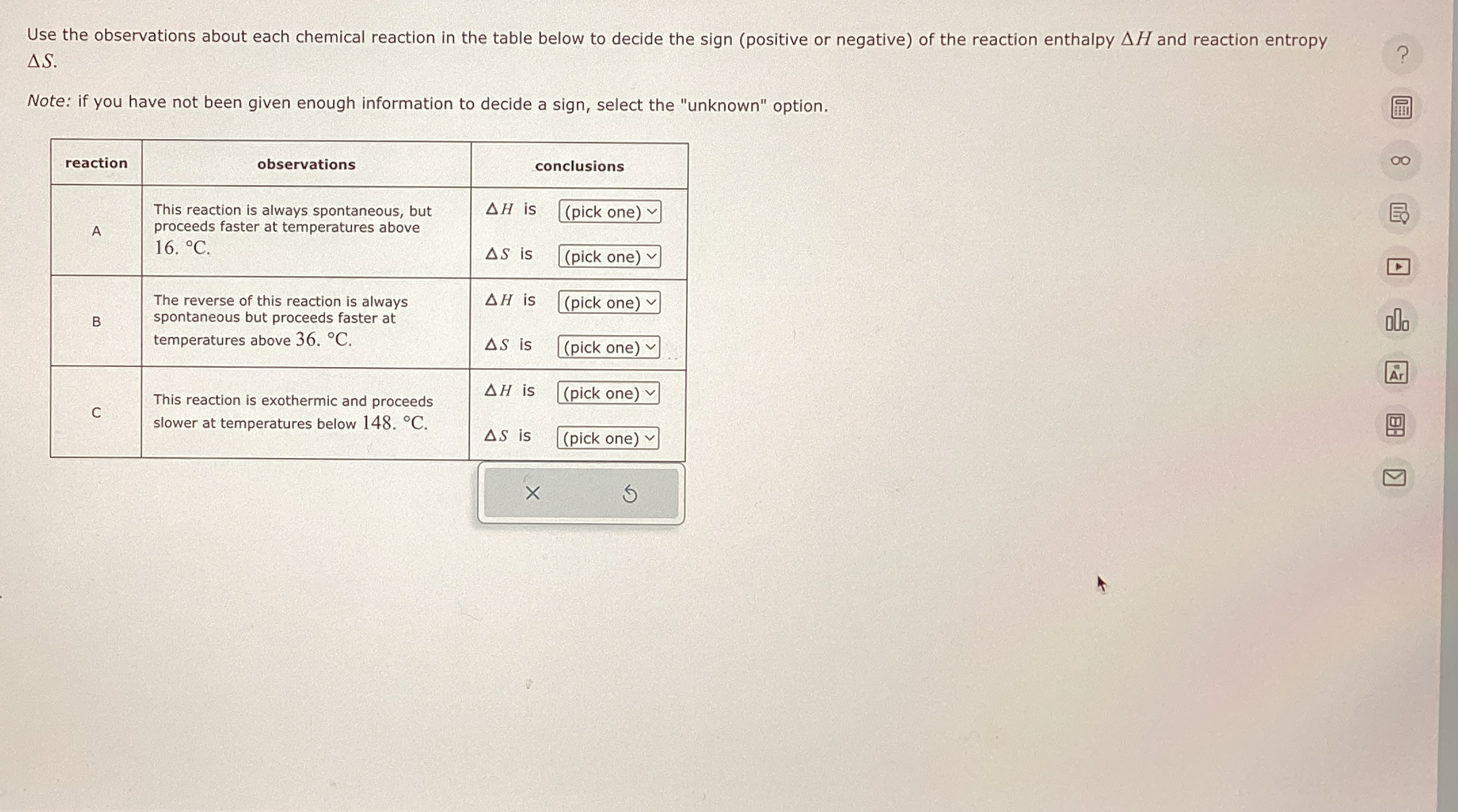 Solved Use the observations about each chemical reaction in | Chegg.com