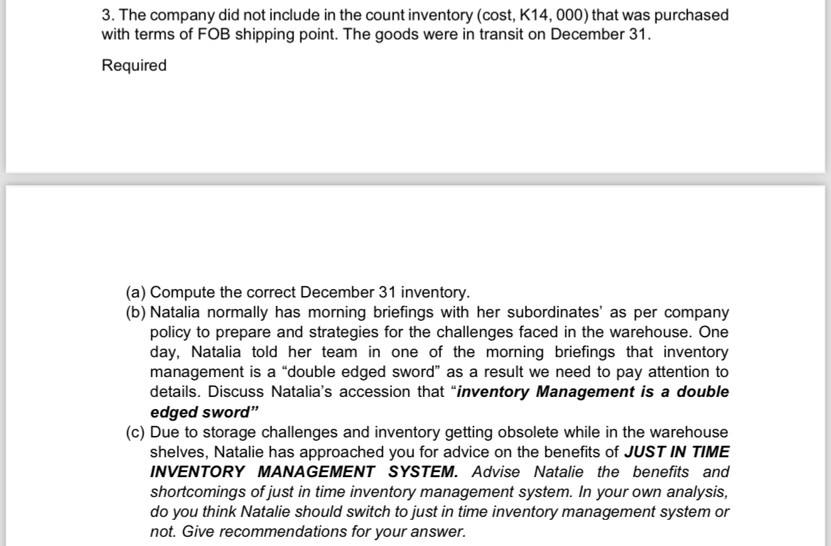Solved The company did not include in the count inventory | Chegg.com