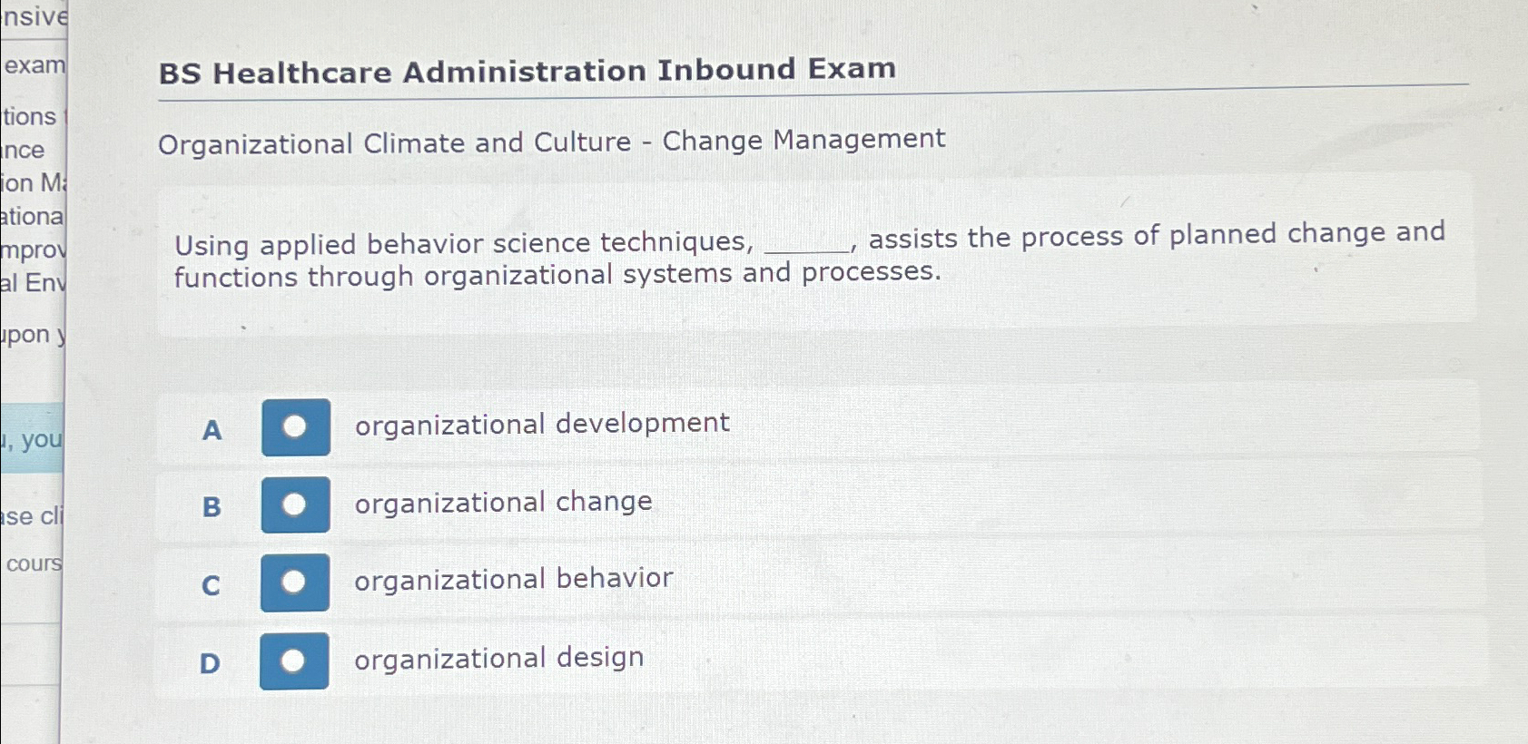 Solved BS Healthcare Administration Inbound | Chegg.com