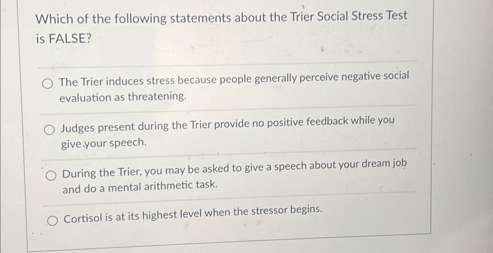 Solved Which of the following statements about the Trier | Chegg.com
