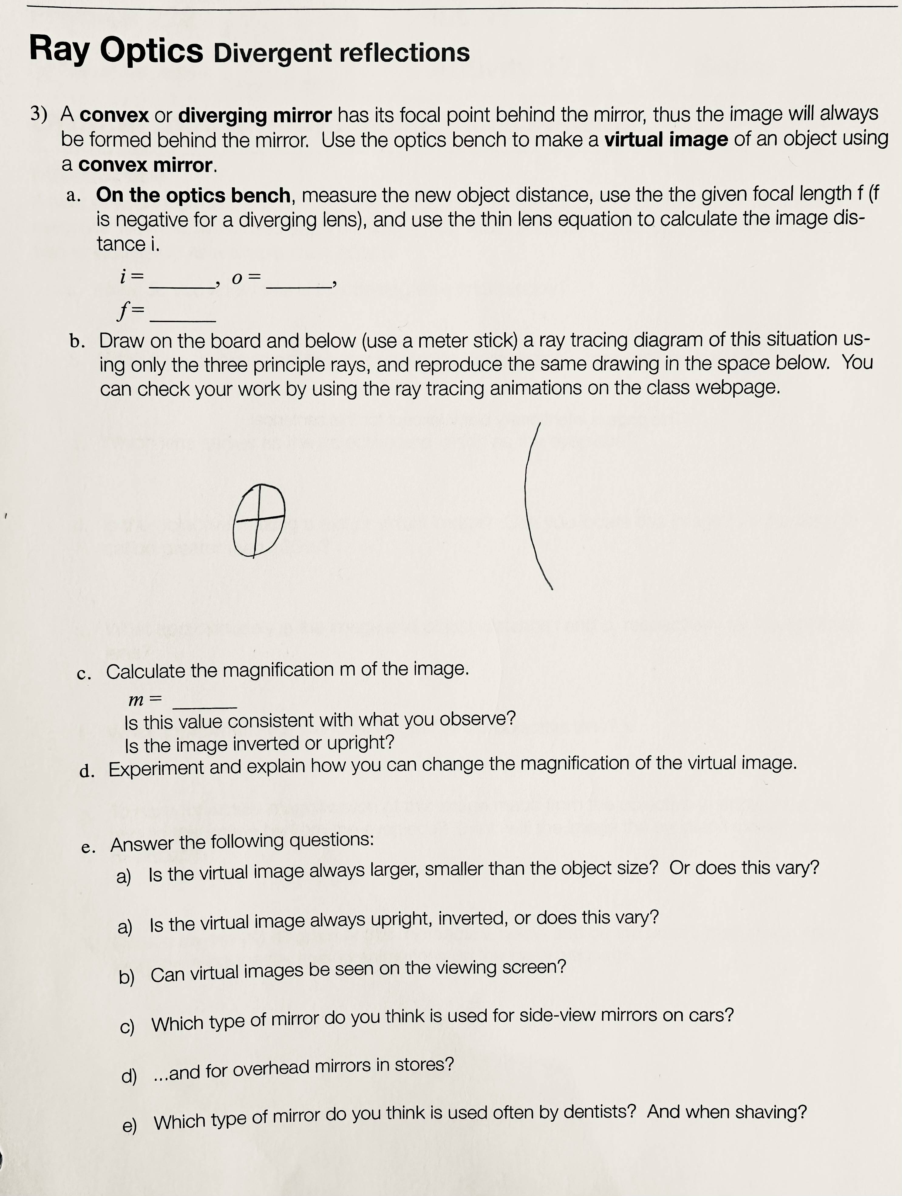 Solved Ray Optics Divergent reflectionsA convex or diverging | Chegg.com