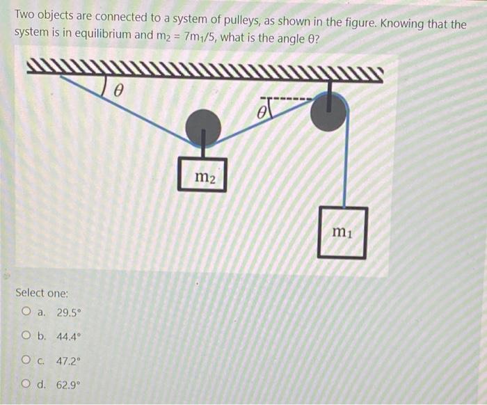 Solved Two objects are connected to a system of pulleys, as | Chegg.com