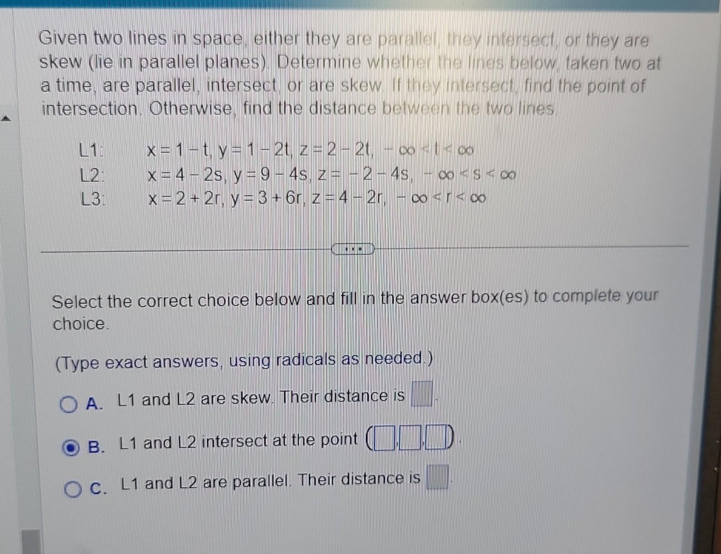 Solved (Math 213) Also, determine the answers for L2 and L3 | Chegg.com