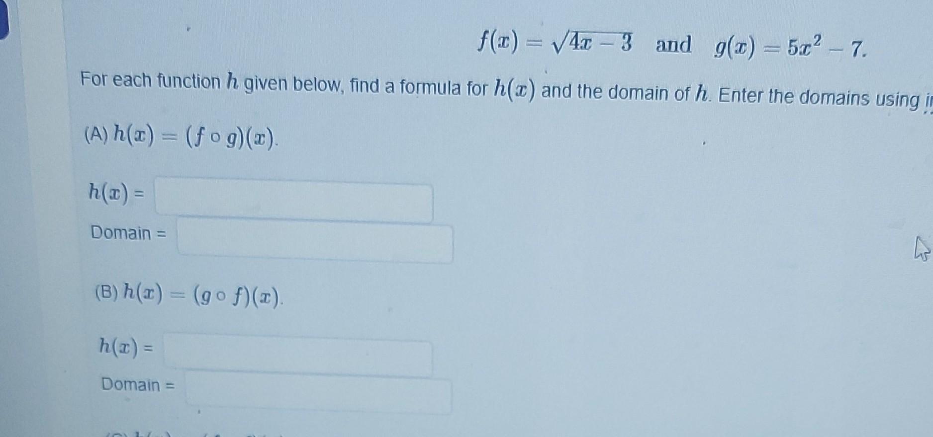 Solved (1 point) Suppose that f(x)=x1 and g(x)=3x3−6x For | Chegg.com