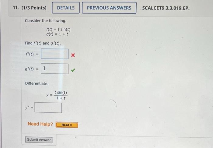 Solved 9. [0/1 Points) DETAILS PREVIOUS ANSWERS SCALCET9 | Chegg.com