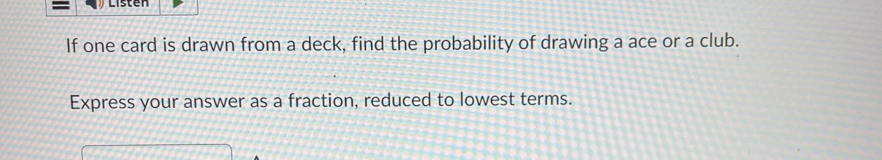Solved If one card is drawn from a deck, find the | Chegg.com