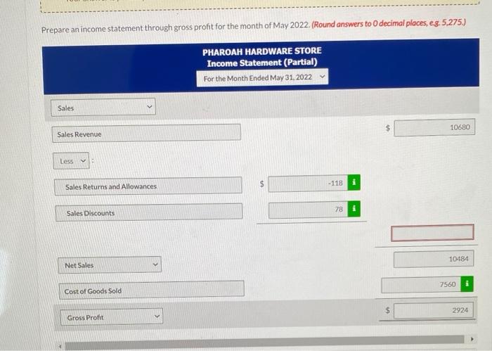 Solved Pharoah Hardware Store completed the following | Chegg.com