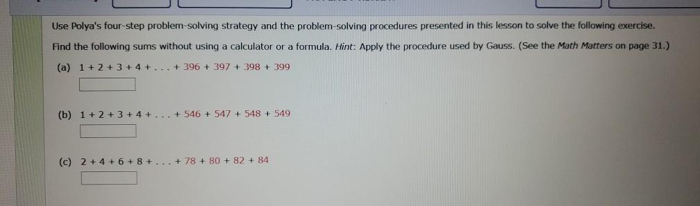 Solved Use Polya's four-step problem-solving strategy and | Chegg.com