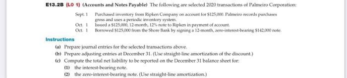 Solved E13.2B (Lo 1) (Accounts and Notes Payable) The | Chegg.com
