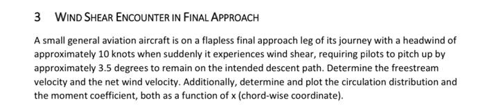 Solved 3 WIND SHEAR ENCOUNTER IN FINAL APPROACH A small | Chegg.com