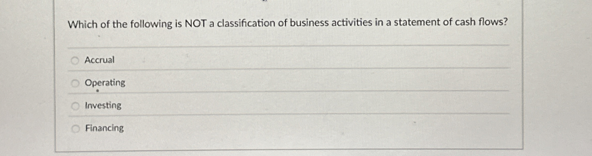 Solved Which of the following is NOT a classification of | Chegg.com