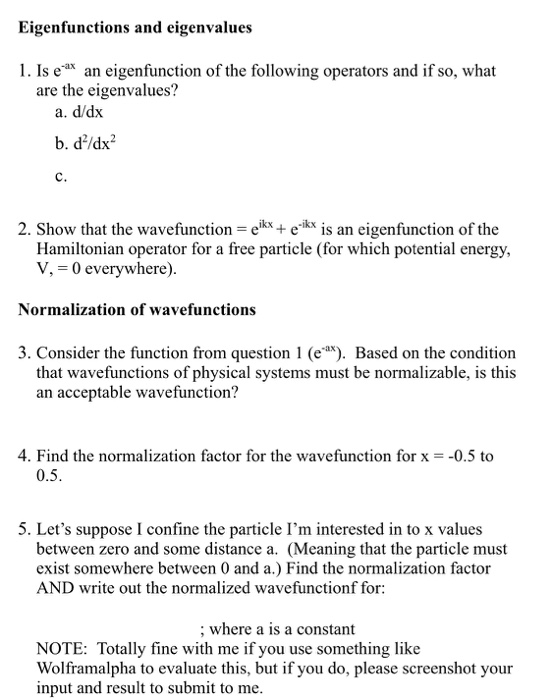 Solved Eigenfunctions And Eigenvalues 1 Is E Ax An