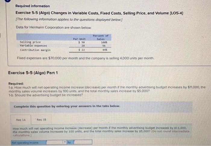 Solved Required information Exercise 5-5 (Algo) Changes in | Chegg.com