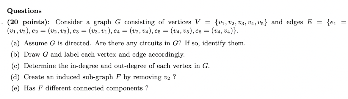 Solved (20 ﻿points): Consider a graph G consisting of | Chegg.com
