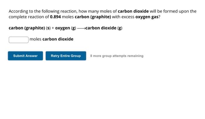 Solved According to the following reaction, how many moles | Chegg.com