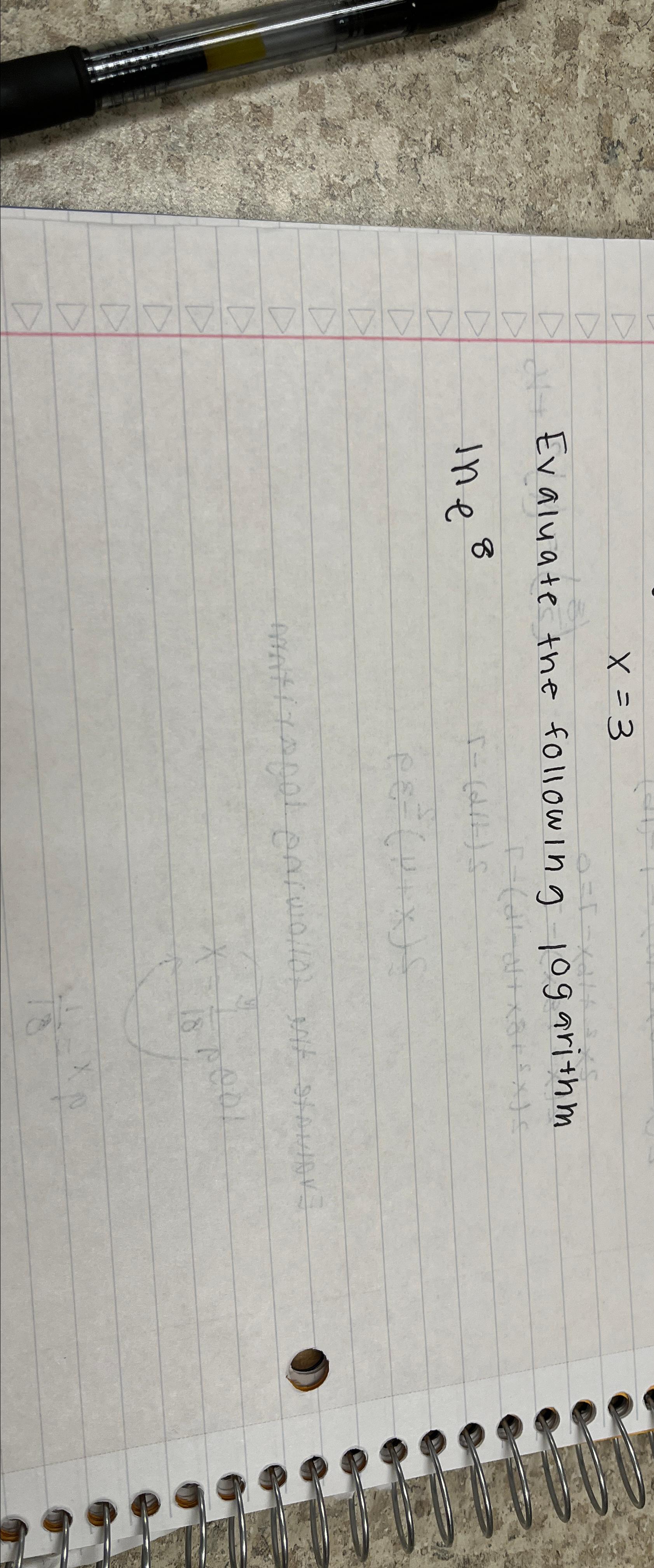 Solved x=3Evaluate the following logarithmlne8 | Chegg.com