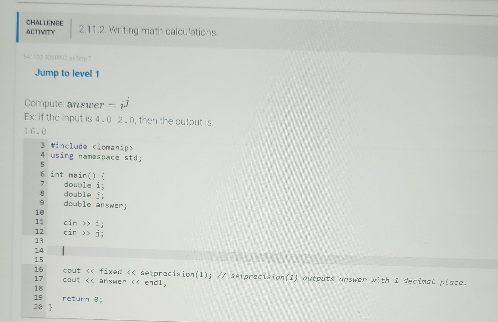 CHALLENGEACTIVITY2.11.2: Writing math | Chegg.com