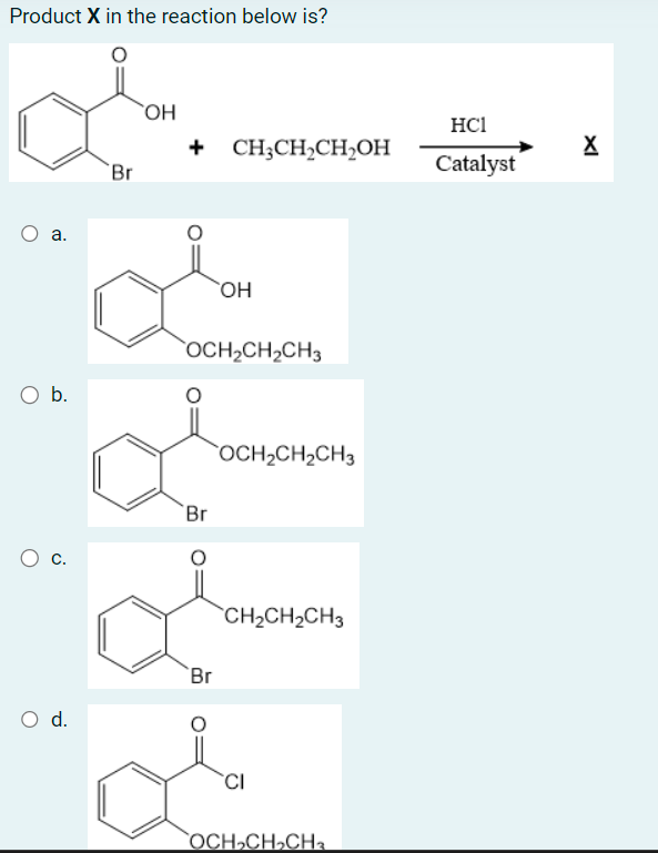 Solved Product x ﻿in the reaction below is?a.b.c.d. | Chegg.com