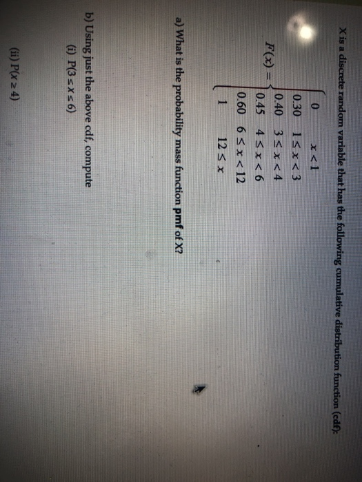 Solved X is a discrete random variable that has the | Chegg.com