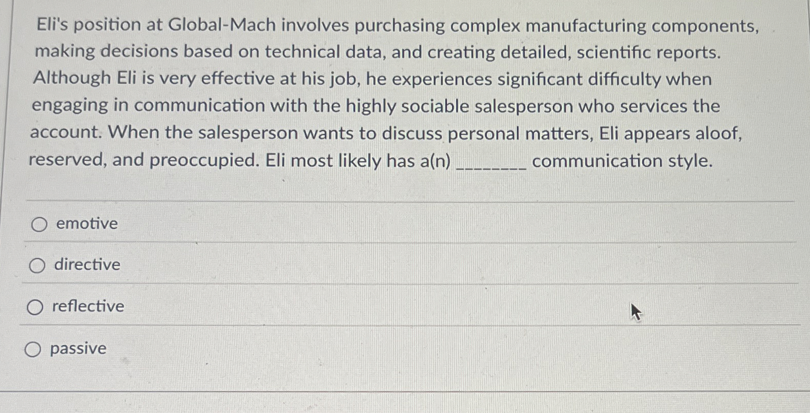 Solved Eli's position at Global-Mach involves purchasing | Chegg.com
