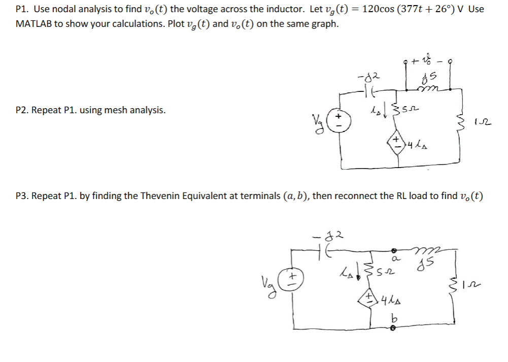 Solved P1. ﻿Use nodal analysis to find vo(t) ﻿the voltage | Chegg.com