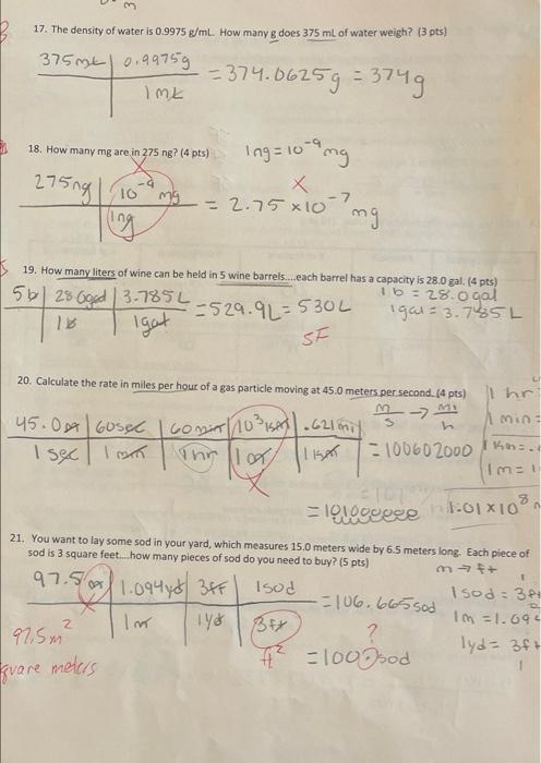 Solved 13. Answer each with correct Sig Figs and units when | Chegg.com