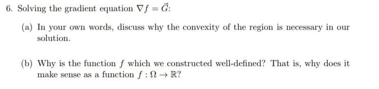 6. Solving the gradient equation Vf = G: (a) In your | Chegg.com