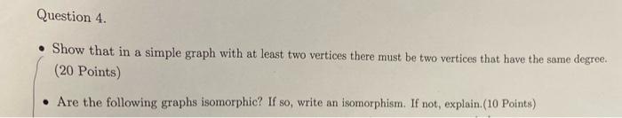 Solved - Show that in a simple graph with at least two | Chegg.com