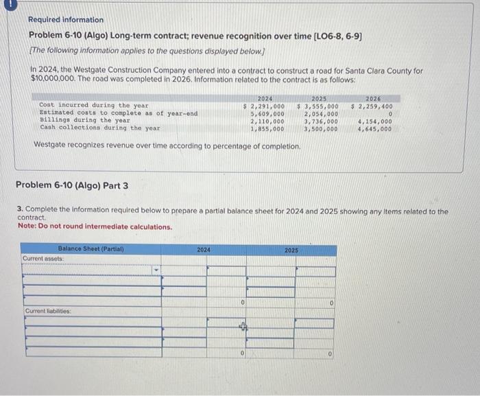 Solved Required information Problem 6-10 (Algo) Long-term | Chegg.com