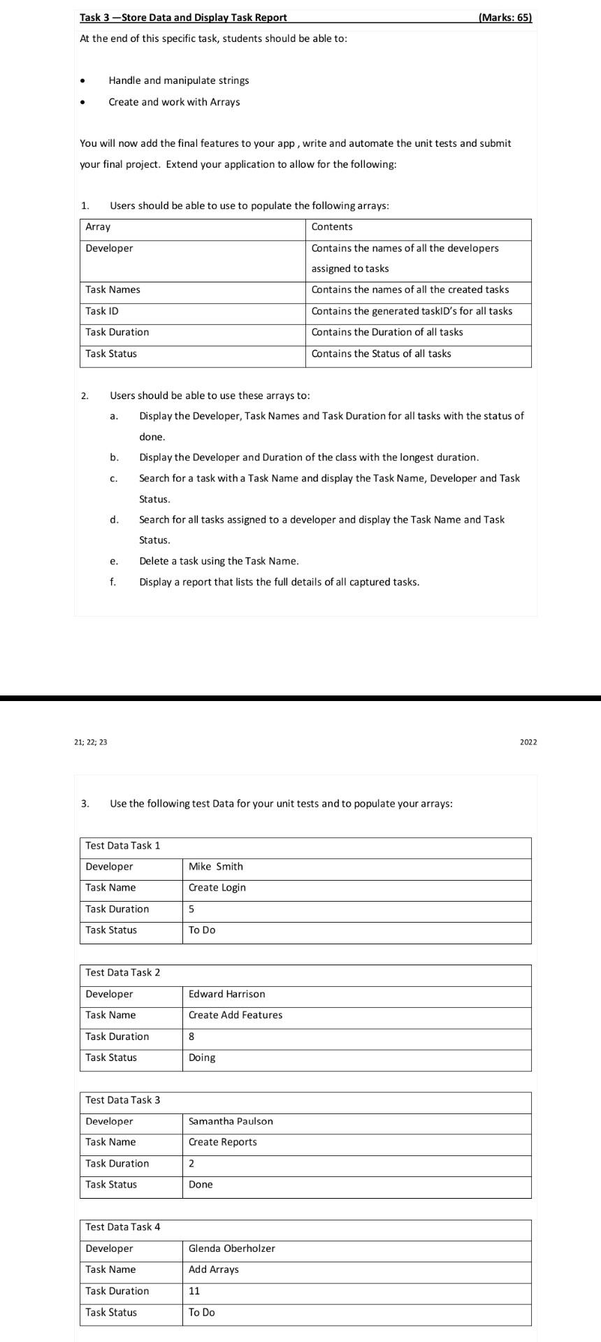 Solved Task 3-Store Data and Display Task Report (Marks: 65) | Chegg.com
