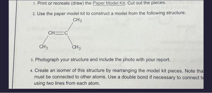 Solved 2. Use the paper model kit to construct a model from | Chegg.com