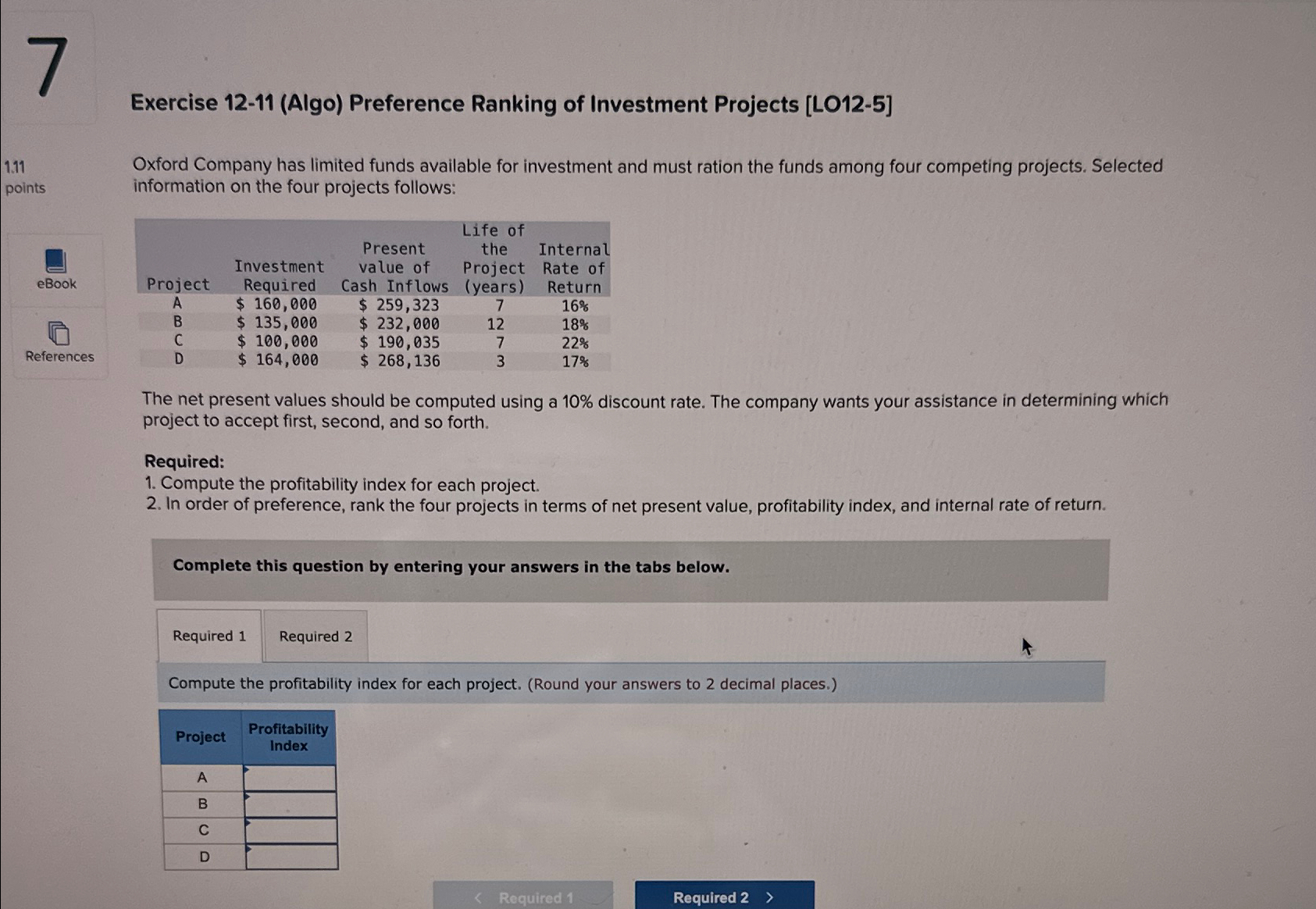 Solved Exercise 12-11 (Algo) ﻿Preference Ranking of | Chegg.com