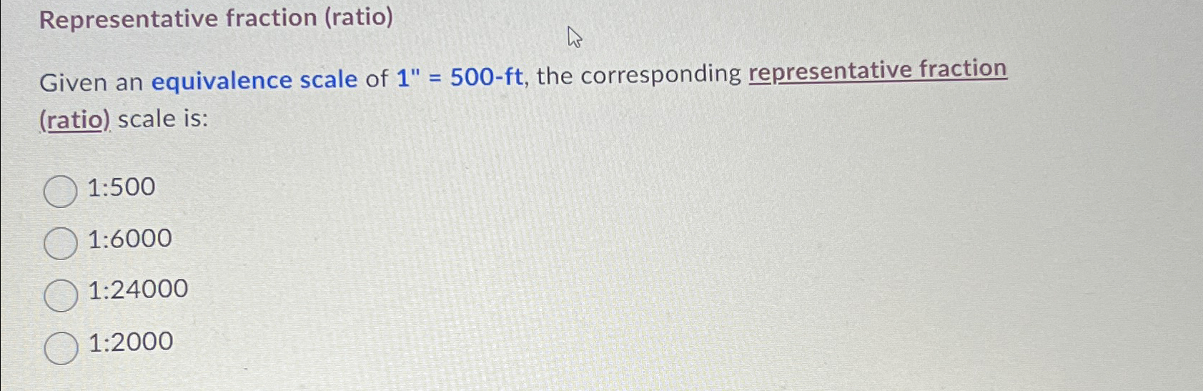 Solved Representative fraction (ratio)Given an equivalence | Chegg.com
