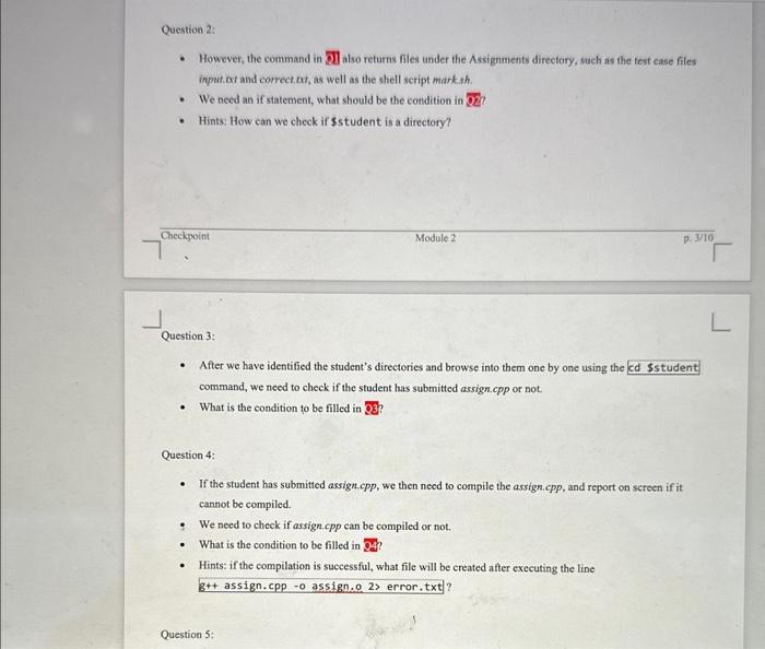 Solved Checkpoint 2.2: Shell Script to mark all assignments | Chegg.com