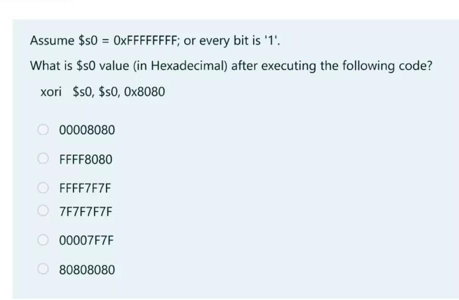 Solved Assume $50 = 0xFFFFFFFF; or every bit is '1'. What is | Chegg.com