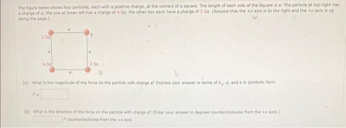 Solved The figure below shows four particles, each with a | Chegg.com