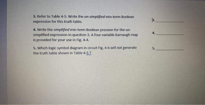 Solved 3. Refer to Table 4-5. Write the un-simplified | Chegg.com