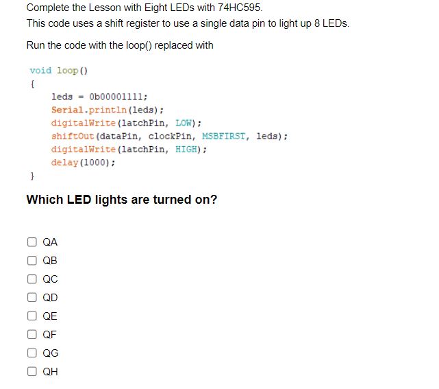 Solved Complete The Lesson With Eight Leds With 74hc595this 