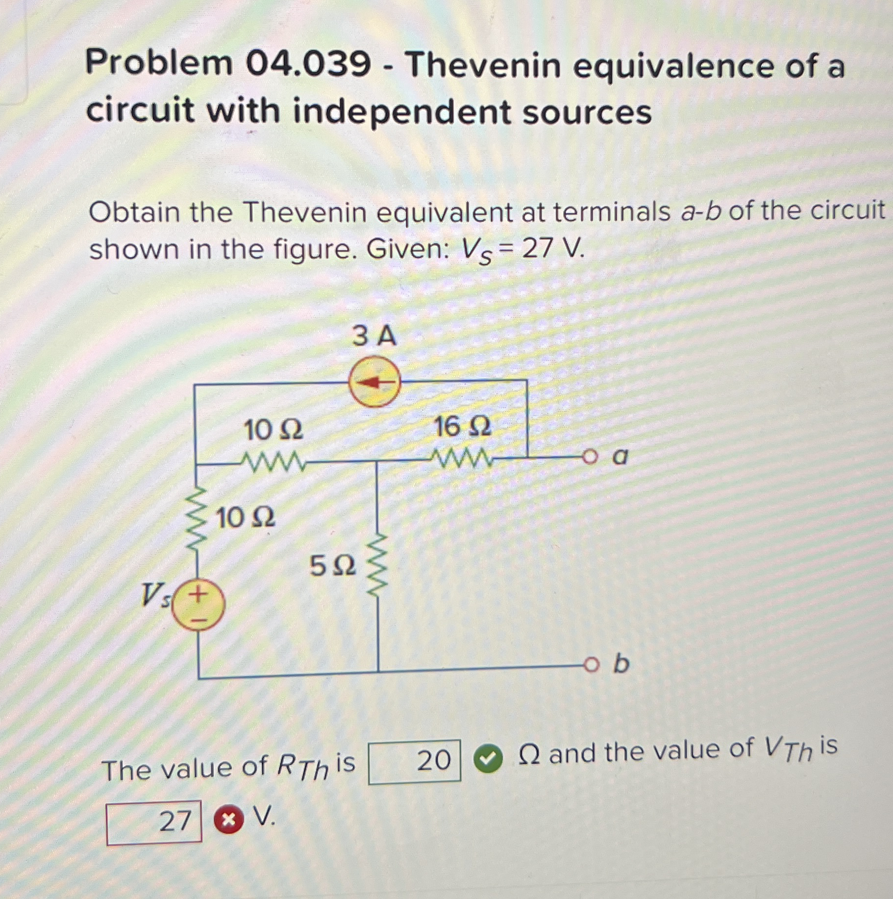 Solved Problem 04.039 - ﻿Thevenin equivalence of a circuit | Chegg.com