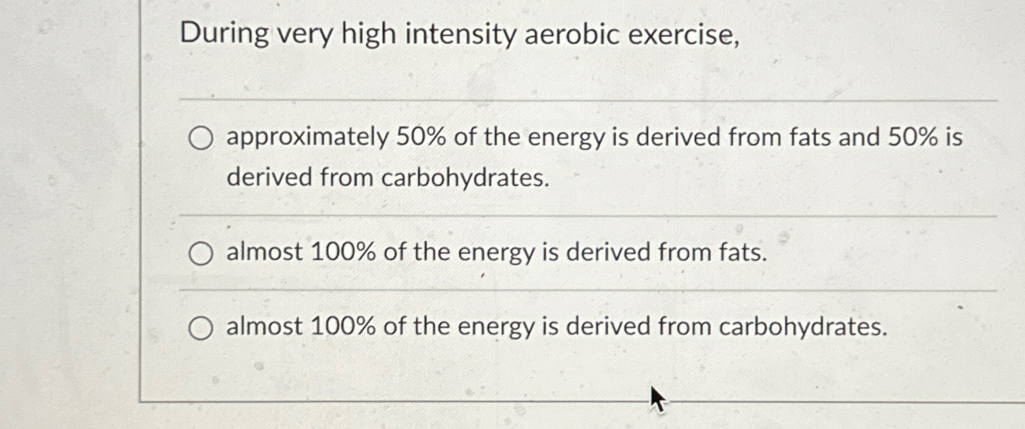 Solved During very high intensity aerobic | Chegg.com