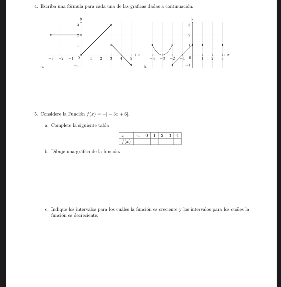 Solved Escriba una fórmula para cada una de las graficas | Chegg.com