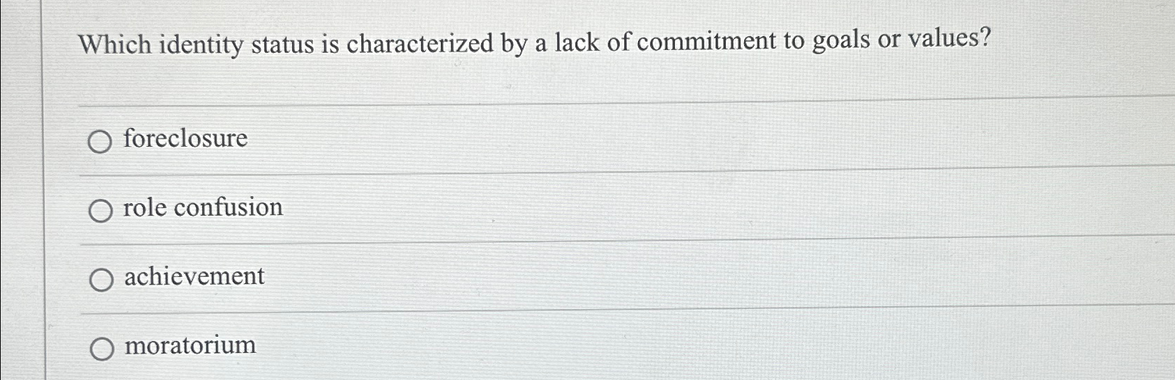 Solved Which identity status is characterized by a lack of | Chegg.com