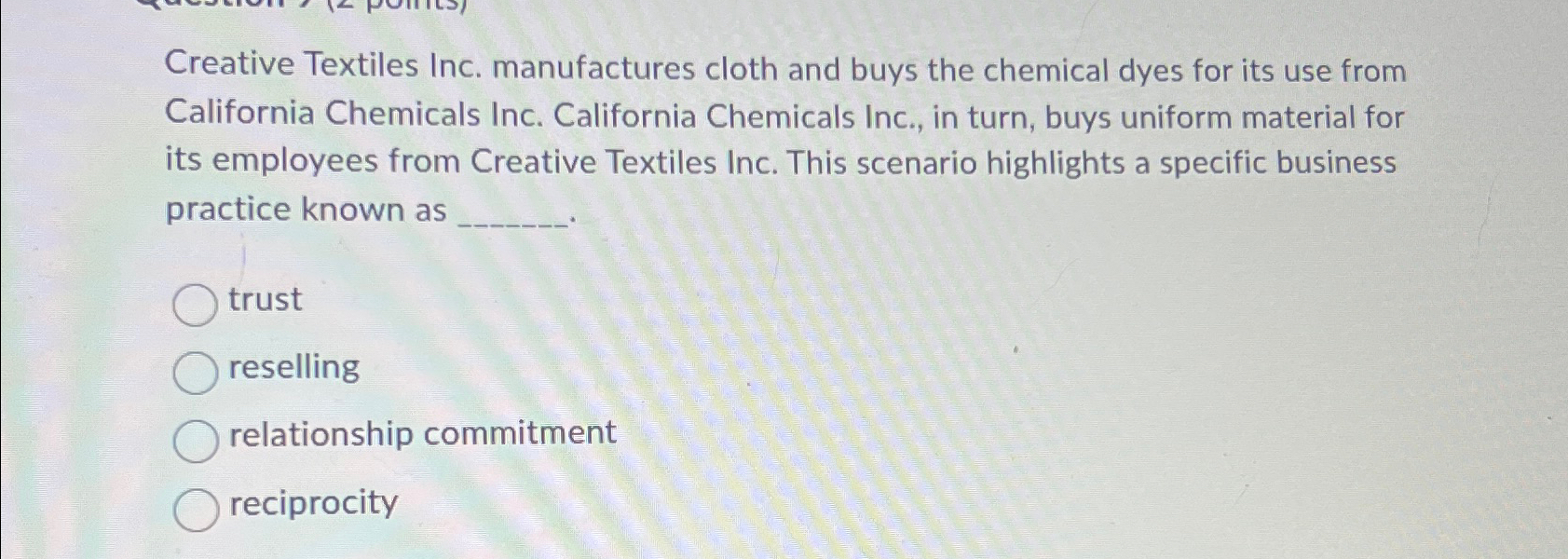 Solved Creative Textiles Inc. manufactures cloth and buys | Chegg.com