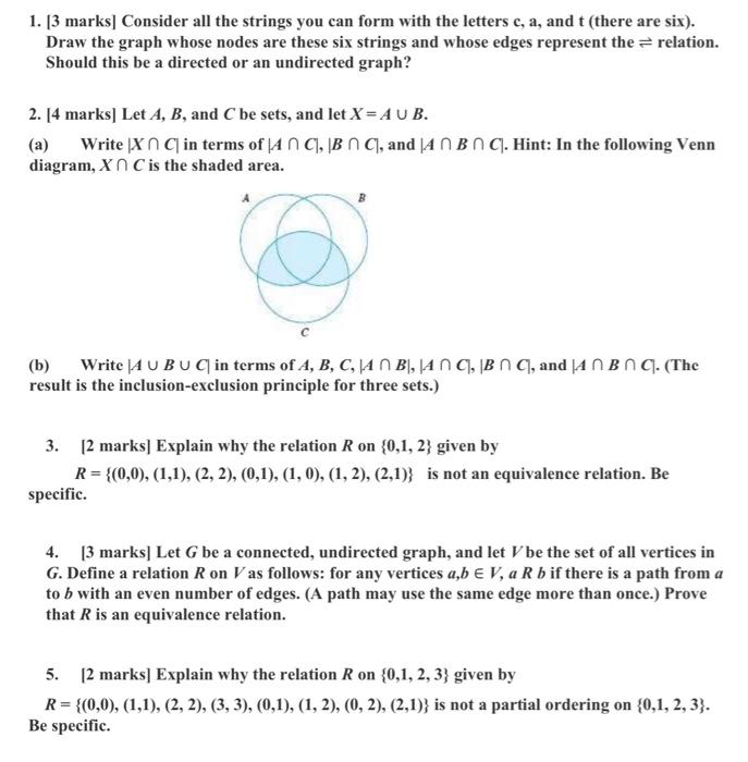 Solved 1. [3 marks] Consider all the strings you can form | Chegg.com