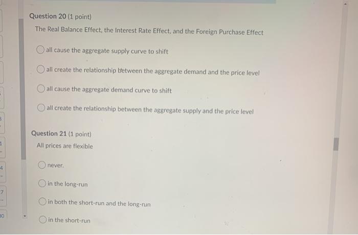 Solved Question 20 (1 point) The Real Balance Effect, the | Chegg.com