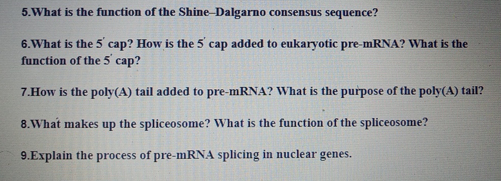 Solved 5.What is the function of the Shine-Dalgarno | Chegg.com
