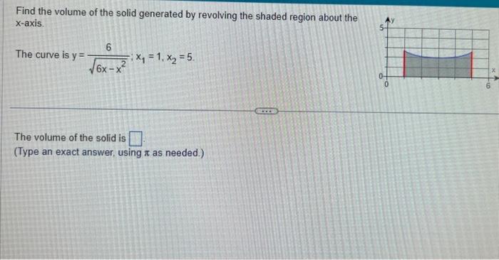 Solved Find the volume of the solid generated by revolving | Chegg.com